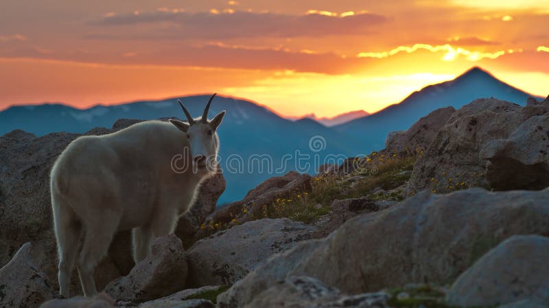 Glorious Mountain Goat Sunset Stock Photo - Image of landscape, orange ...