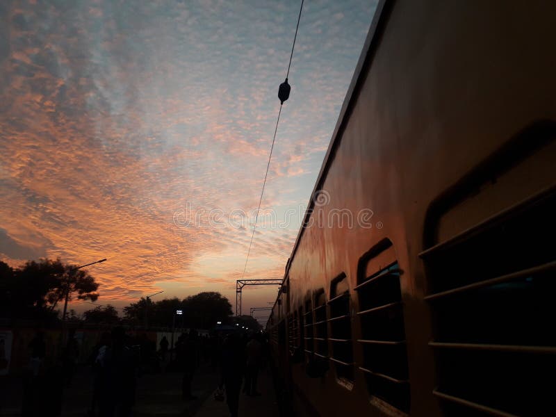 The Glorious Sky with Blue and Red Colour Stock Photo - Image of taking ...