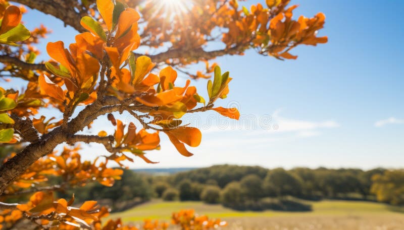 Glorious Sunlit Oak Tree Leaves Shimmering in the Golden Rays of ...