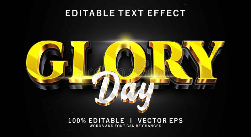 Glory Day 3d Vector Text Effect with Modern Style Design Stock Vector ...