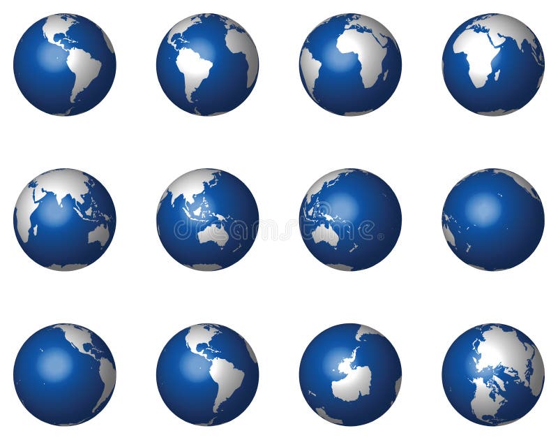 Glossy 3D Globes on White (Vector) Stock Vector - Illustration of earth ...
