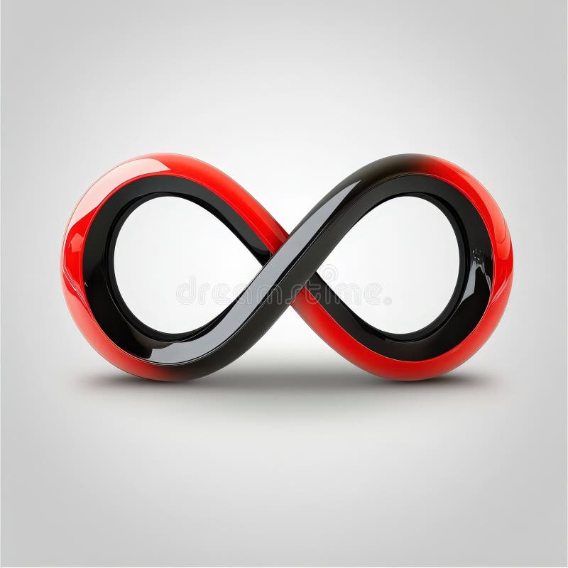 Glossy 3D Red and Black Infinity Symbol on White Stock Illustration ...