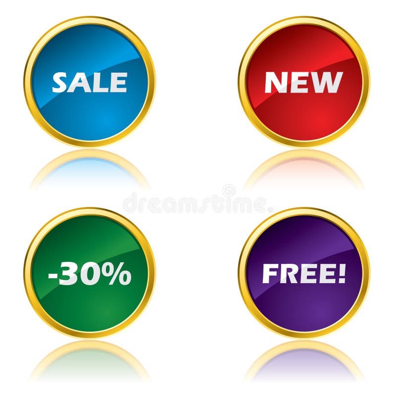Glossy advertising buttons stock vector. Illustration of button - 17250861