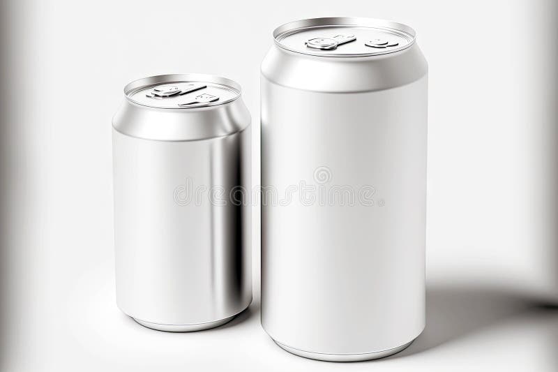 Glossy Aluminum Cans Mockup without Labels and Inscriptions on White ...