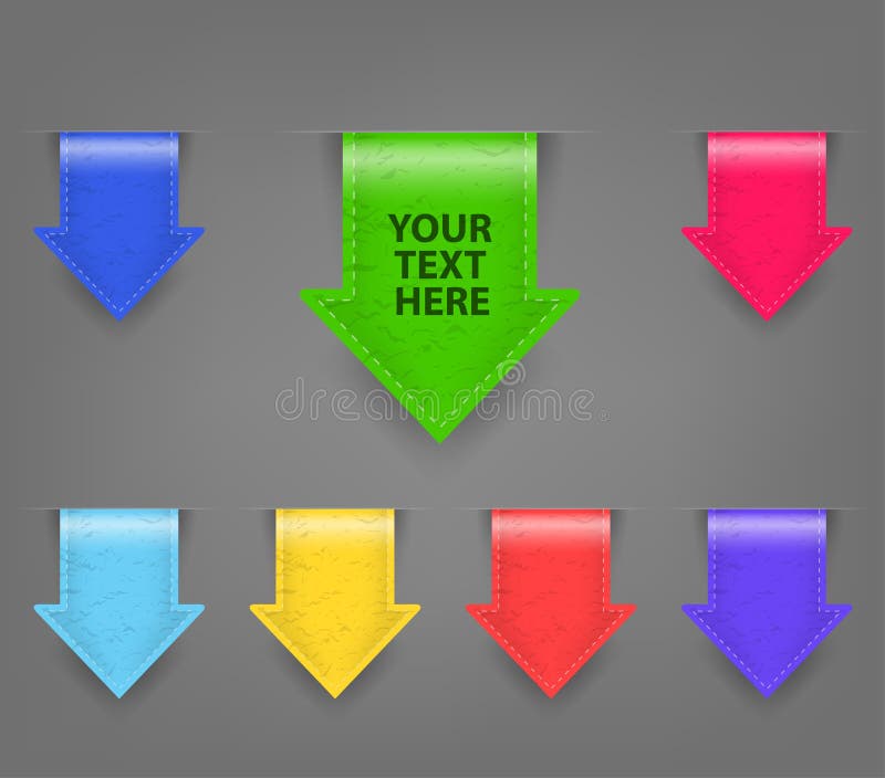 Glossy Arrow Ribbon Colored Set Stock Vector - Illustration of element ...