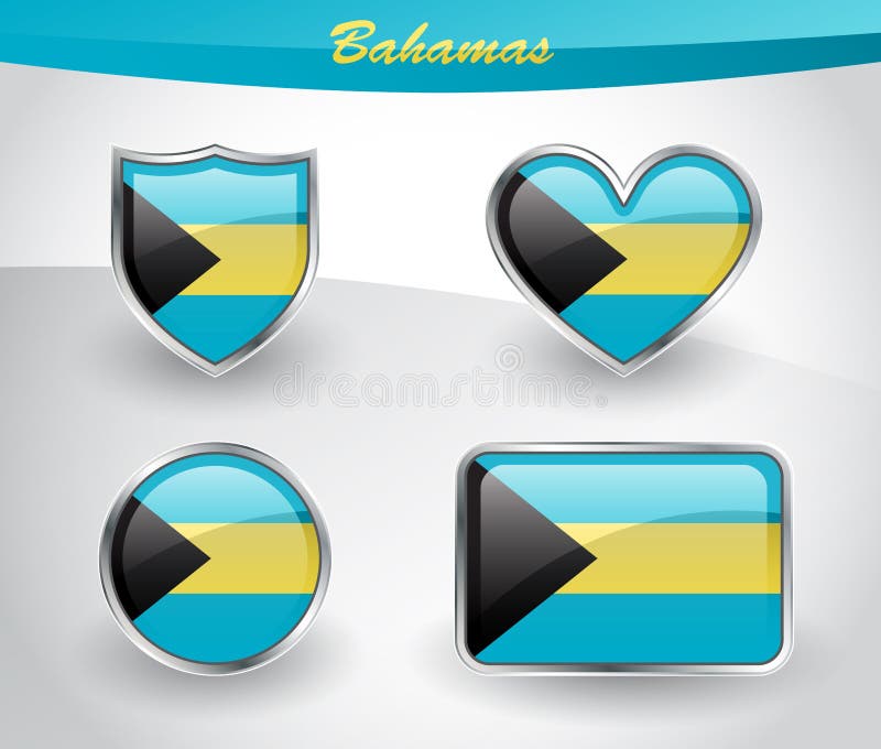 Bahamas Flag In Round Button Of Icon Stock Vector Illustration Of