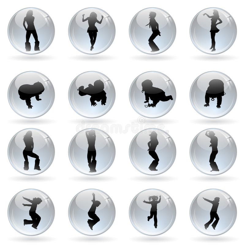 Glossy Balls with Human Silhouettes Stock Vector - Illustration of ...