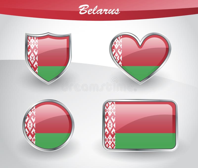 Glossy Belarus Flag Icon Set Stock Vector - Illustration of steel, icon ...