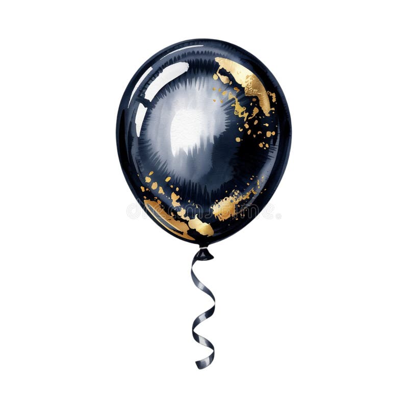A Glossy Black Balloon Features Elegant Gold Splatters, Creating a ...