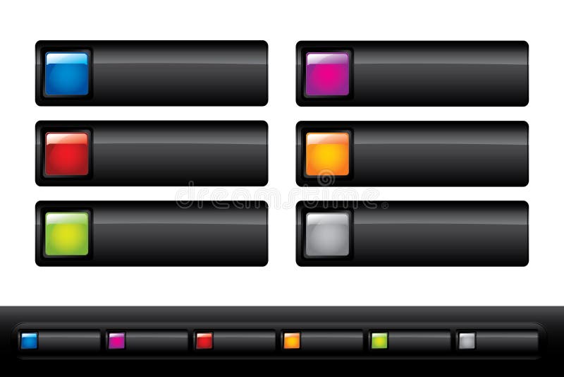 Glossy black buttons stock vector. Illustration of sign - 12895773