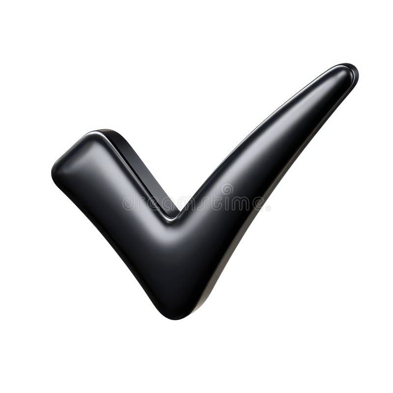 Glossy Black Check Mark Symbol Isolated on White Background Stock ...