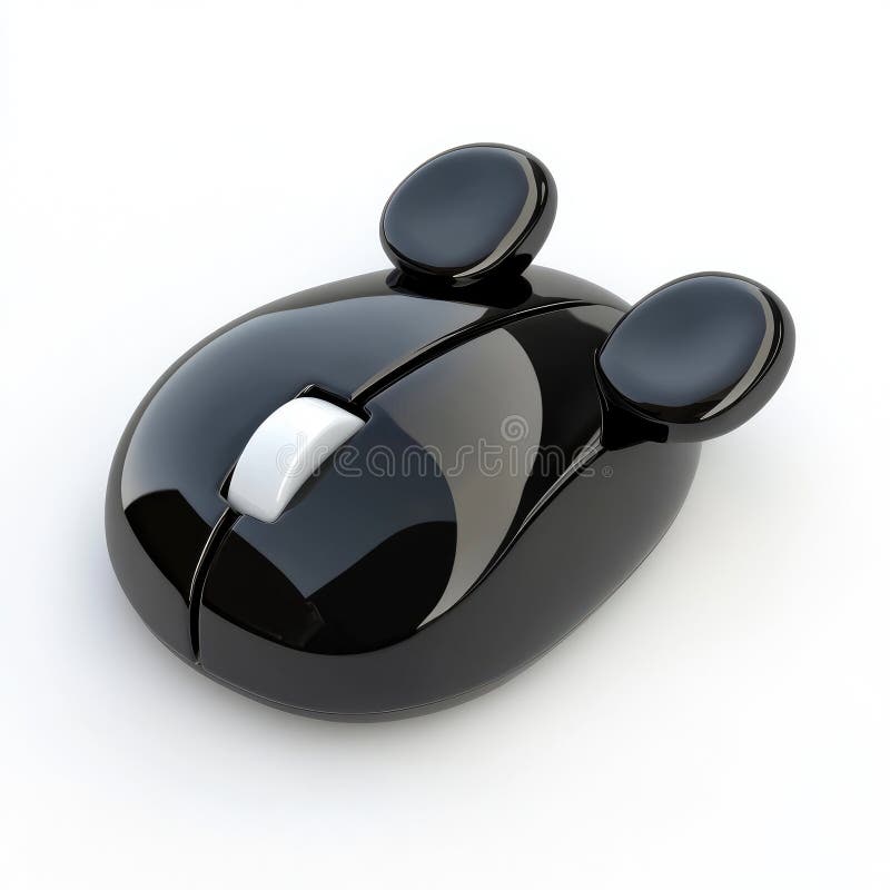 Stylish Black Computer Mouse with Ear Design Stock Illustration ...