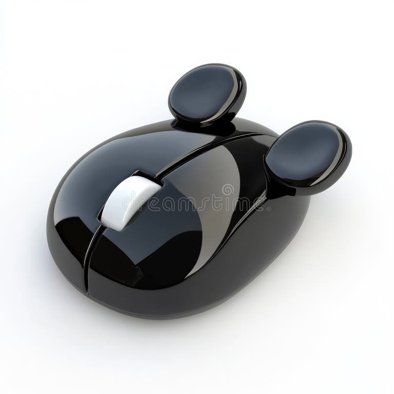 Stylish Black Computer Mouse with Ear Design Stock Illustration ...