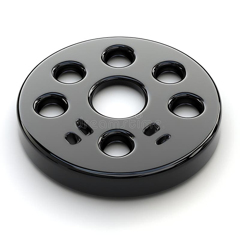 Glossy Black Disc with Multiple Circular Holes Isolated on White ...