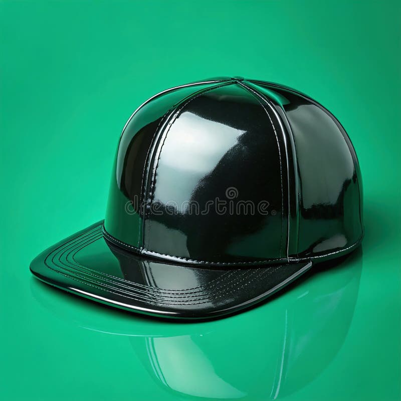 Glossy Black Hat on Solid Emerald Background Stock Illustration ...