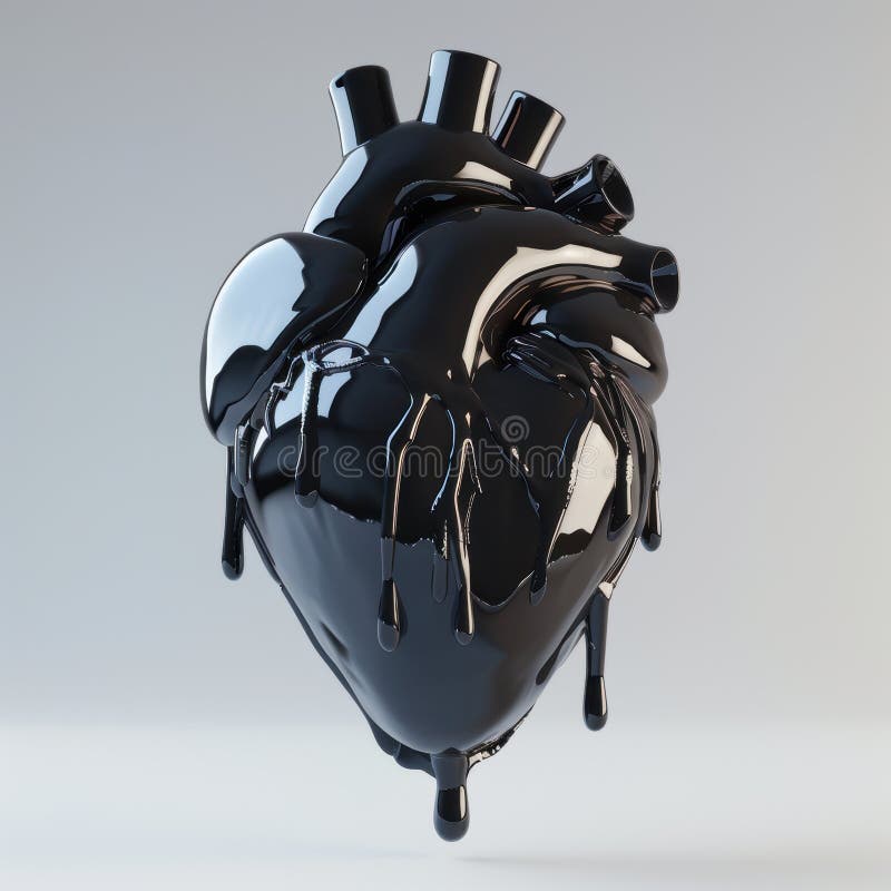Glossy black heart model stock illustration. Illustration of generative ...