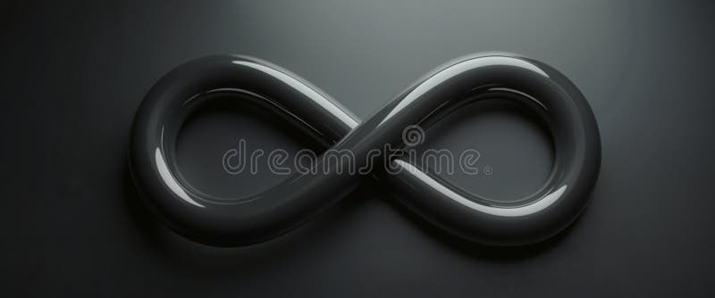 Glossy Black Infinity Symbol on Dark Background, Modern Design Concept ...