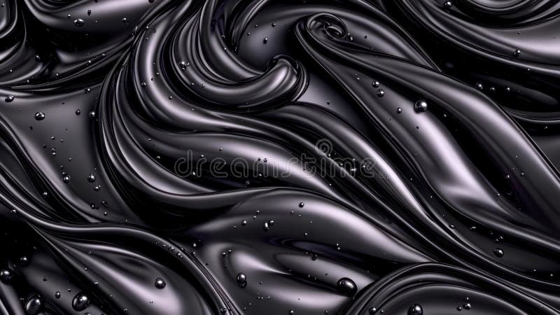 Glossy Black Liquid Texture with Abstract Fluid Patterns and Water ...
