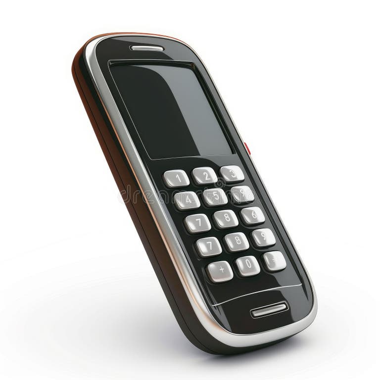 Sleek Black Mobile Phone with Numeric Keypad, Isolated on White ...