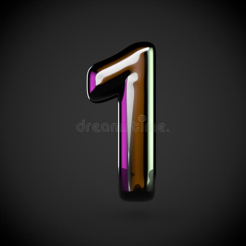 Glossy Black Number 1 with Colored Reflections Stock Illustration ...
