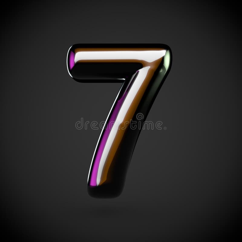 Glossy Black Number 7 with Colored Reflections Stock Illustration ...