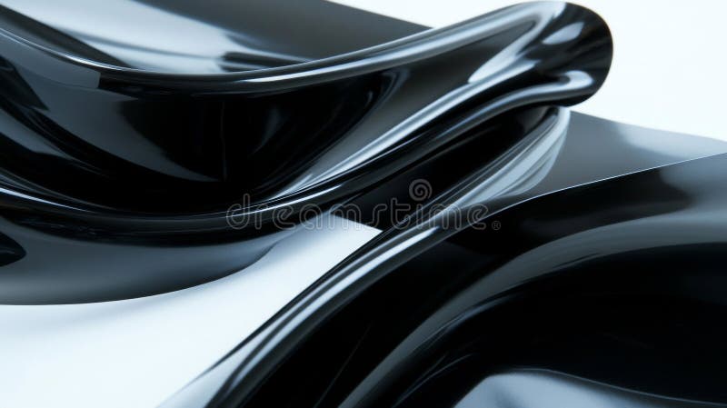 Glossy Black Plastic Objects on White Background Stock Illustration ...