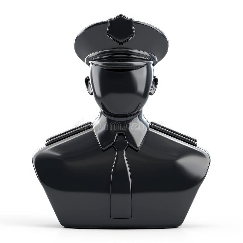Sleek Black Police Officer Icon, 3D Render, Security Symbol Stock ...