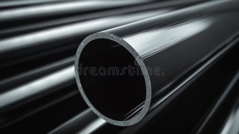 Glossy Black PVC Pipe with a Fine Grain Pattern and a Sleek Polished ...