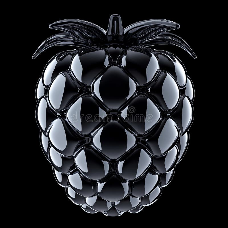 Glossy Black Raspberry, Luxurious Dark Fruit Rendering, Isolated on ...