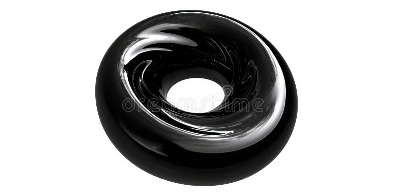 Glossy Black Ring with Circular Design Isolated on Transparent ...