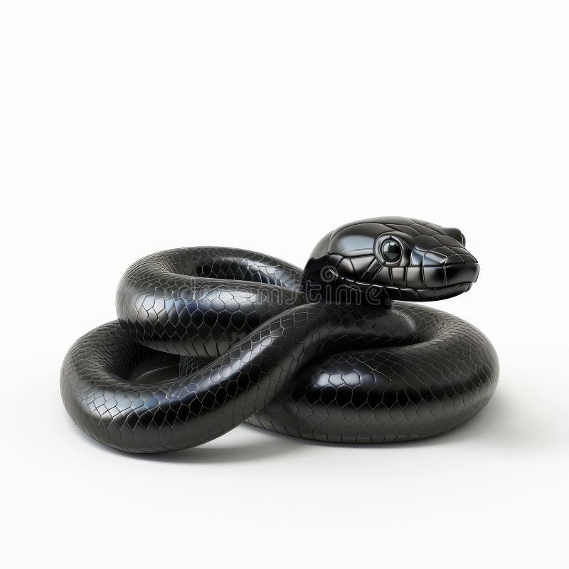 Elegant Black Snake Sculpture, Coiled and Serene Stock Illustration ...