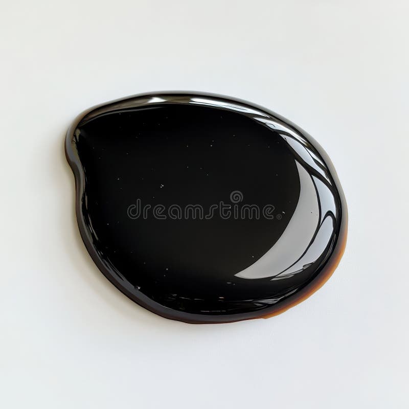 A Glossy Black Substance Resembling Syrup or Molasses on a White ...