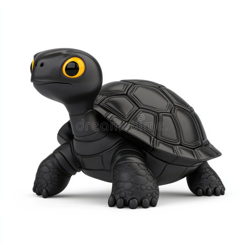 Adorable Black Tortoise Figurine, 3D Render Stock Illustration ...