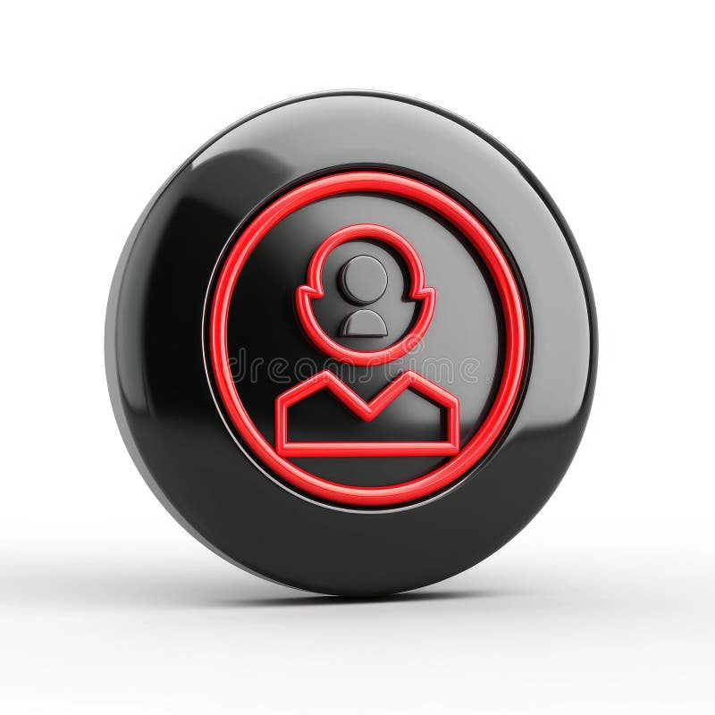 Black Red Circular Profile Icon 3D Render Stock Illustration ...
