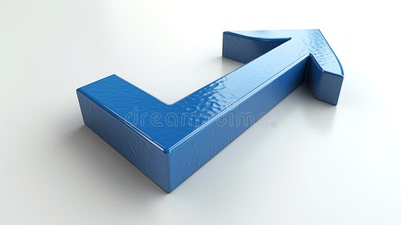 Glossy Blue Arrow in the Shape of Check Mark on White Background ...