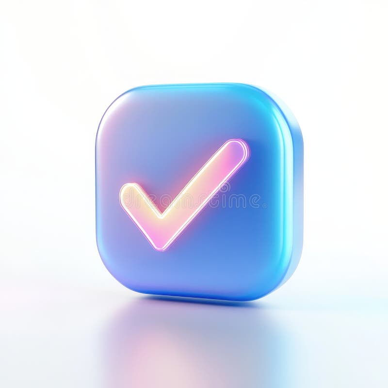 A Glossy Blue Checkmark Icon Symbolizing Approval or Confirmation Stock ...