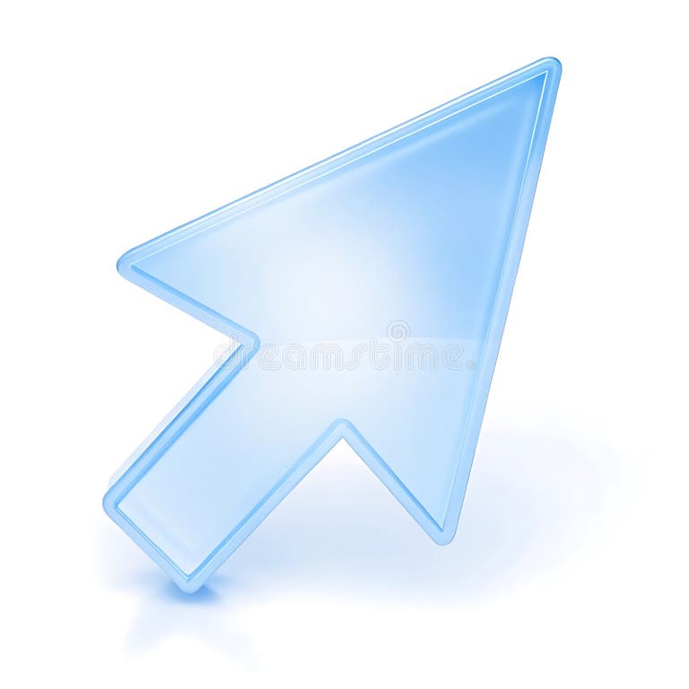 Glossy Blue Computer Mouse Cursor Arrow Isolated on White Background ...