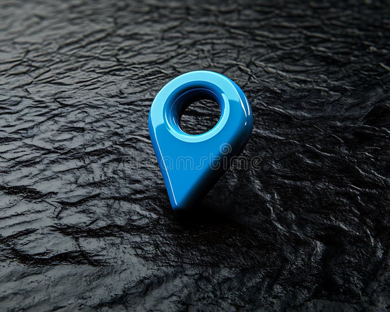 Glossy Blue 3D Map Pin Icon, Sitting on a Textured Black Background ...