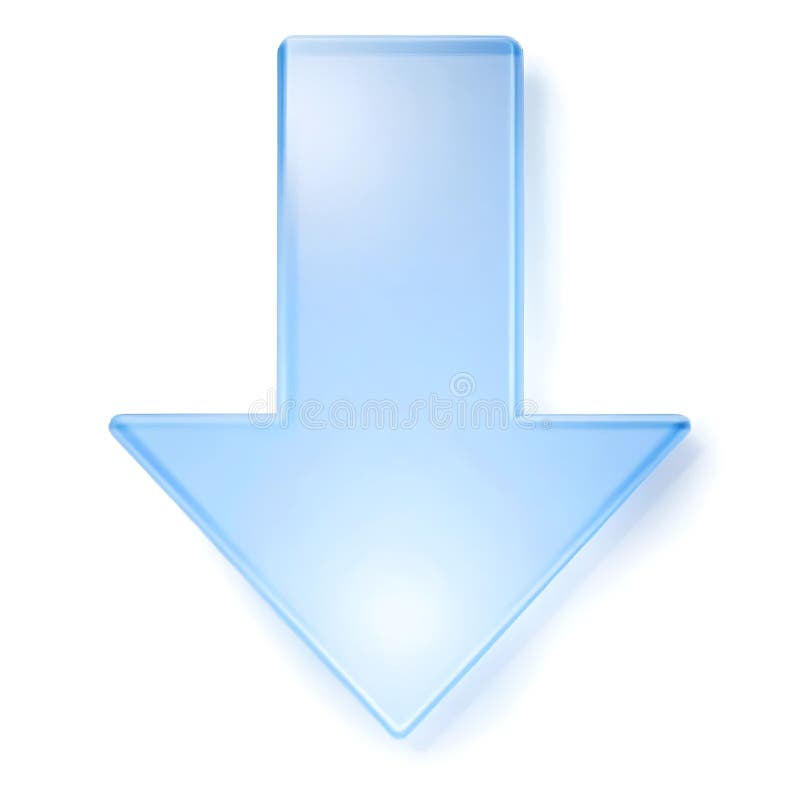 Glossy Blue Downward Arrow Icon Isolated on White Background Stock ...