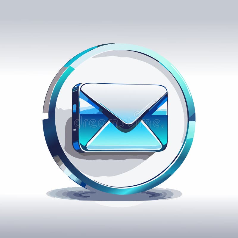 Glossy Blue Email Icon Set Against a Smooth Silver Background ...