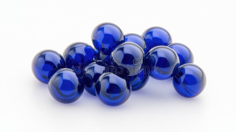 Glossy Blue Glass Marbles Piled on White Surface Stock Illustration ...
