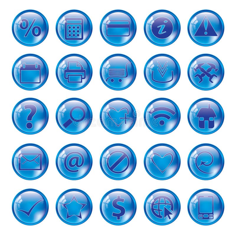 Glossy Blue Icon Set for Web Stock Vector - Illustration of cool, phone ...