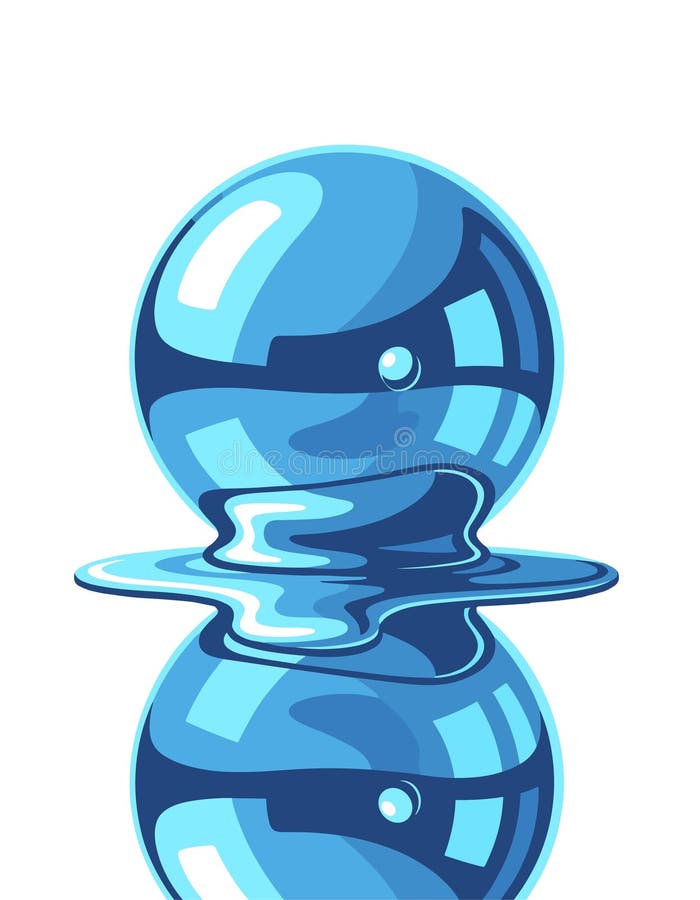 Glossy Blue Liquid Sphere Dripping Smooth Fluid Element Stock ...
