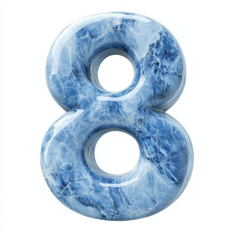 A Glossy Blue Marble Number 8, Showcasing a Smooth, Rounded Design ...