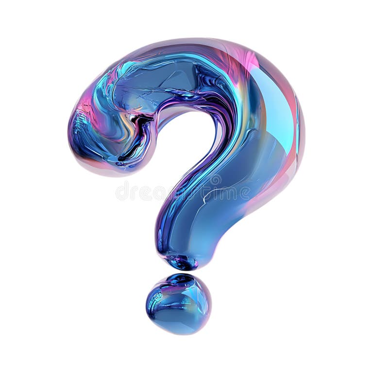 Glossy Blue Marbled Question Mark Against Transparent Background Stock ...