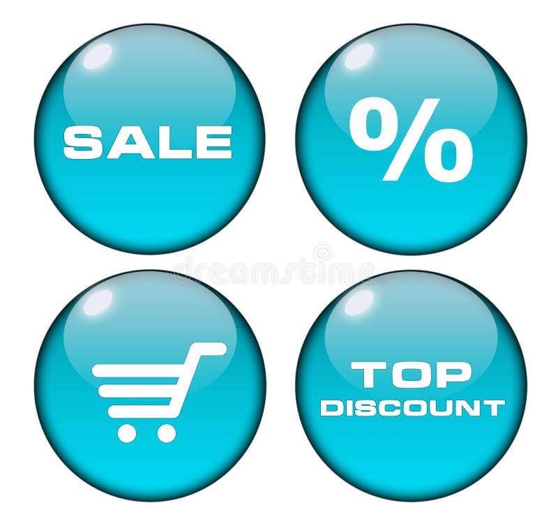Glossy Blue Marketing Buttons Stock Illustration - Illustration of ...