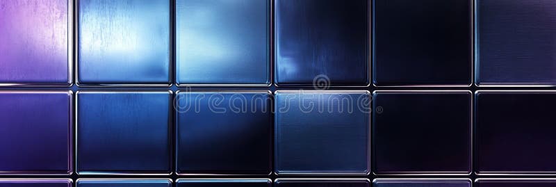 Glossy Blue Metal Panels Forming a Grid Pattern with Light Reflection ...