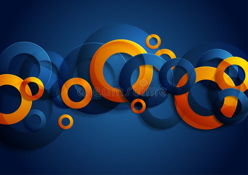Glossy Blue Orange Abstract Rings Geometric Background Stock Vector ...