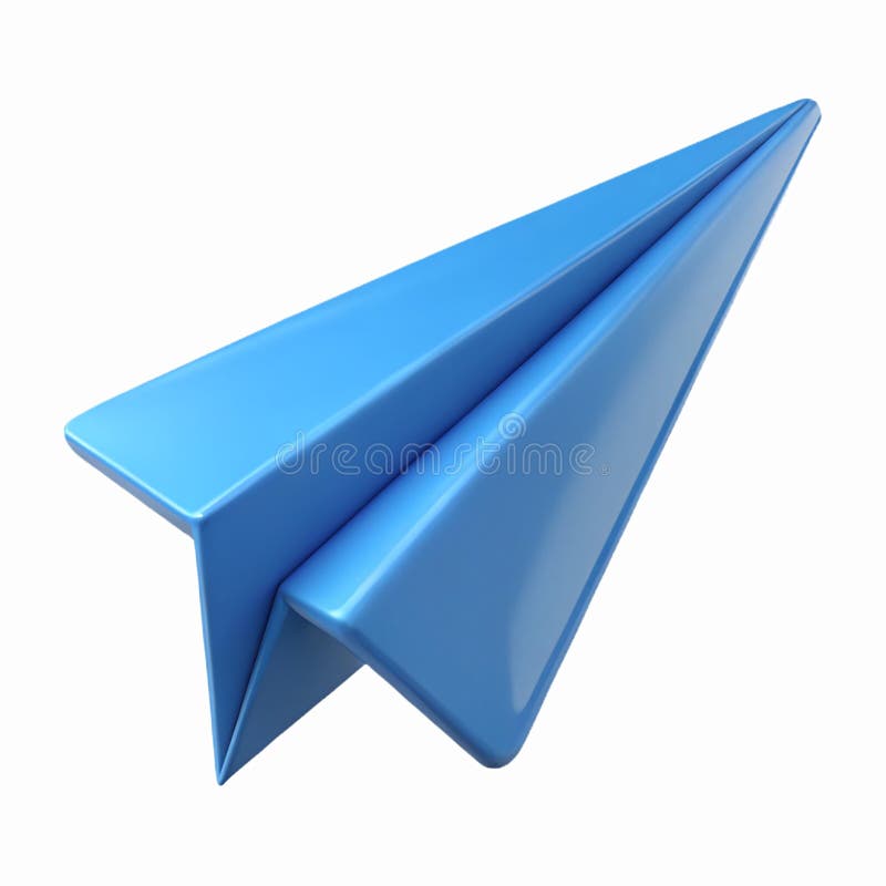 Glossy Blue Paper Airplane Icon Representing Creativity Play and ...
