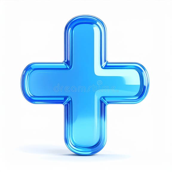 Glossy Blue Plus Sign 3D Render Stock Illustration - Illustration of ...
